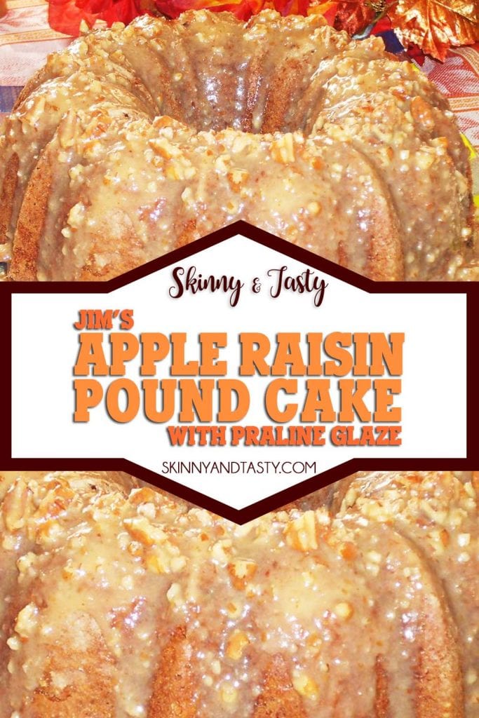 Jim's Apple Raisin Pound Cake with Praline Glaze